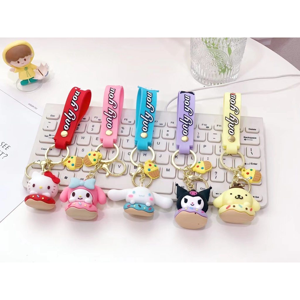 cartoon new keychain silicone soft pendant in bag girl cute kuromi melody hellokitty cinnamoroll ...
