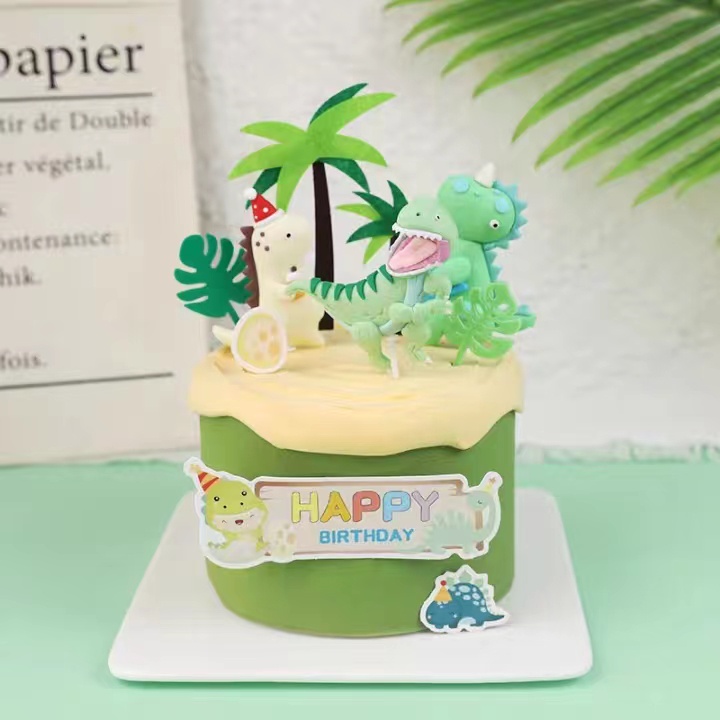 topper Dinosaur straw dinosaur HBD paper card cake topper baking props ...