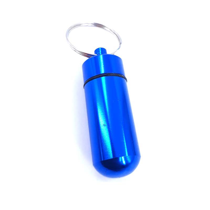 Key Chain Storage Box Aluminum Waterproof Pill Box Holder Time Capsule ...