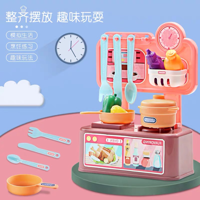 LUCKYU Mini Kitchen Playset Kids Cooking Toys Set Mini Chef Pretend ...