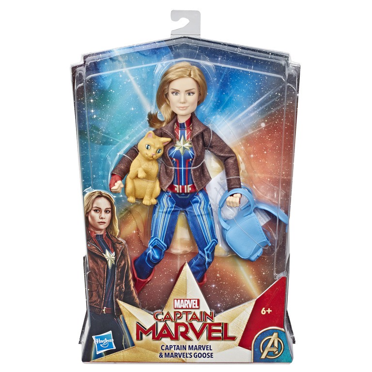 Marvel Captain Movie Super Hero Doll & Marvel's Goose the Cat Genuine ...