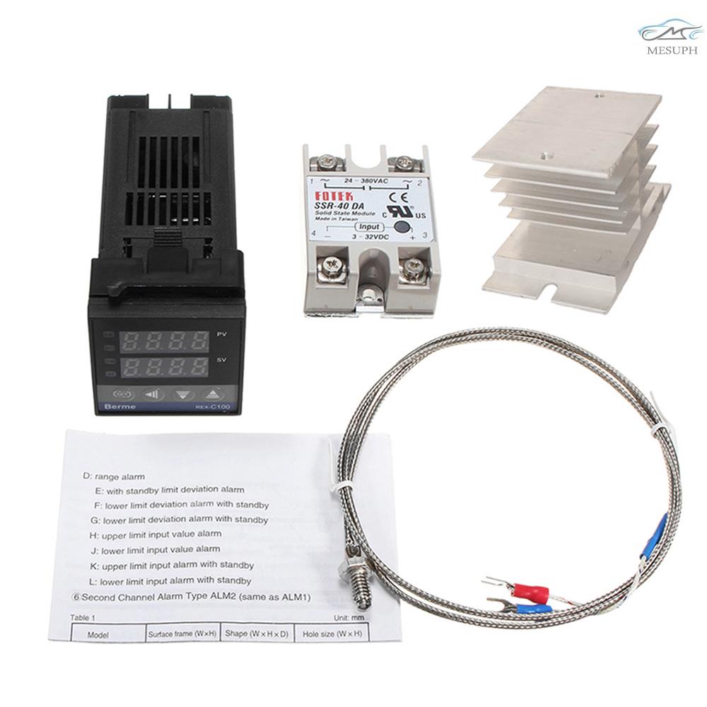 [MSGP] REX-C100FK02-V*AN Intelligent Temperature Controller SSR Output + SSR-40 DA + K Probe ...