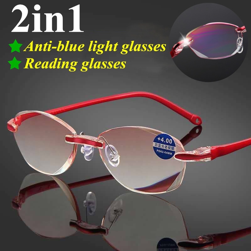 Reading Glasses For Women Frameless Glasses Anti Radiation Eye Glasses ...