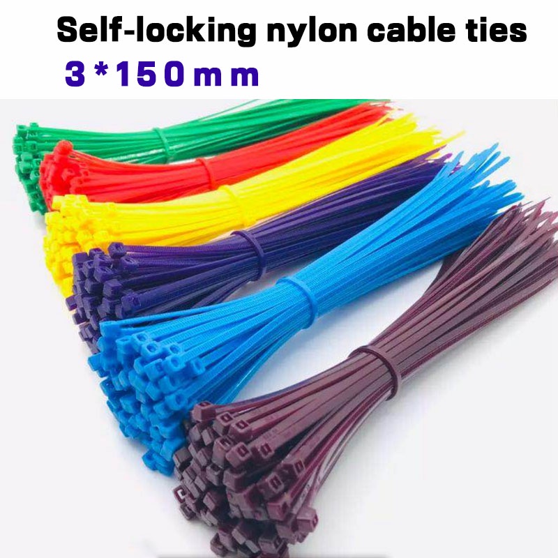Nylon plastic cable tie 3*150mm colorful, self-locking buckle cable tie ...