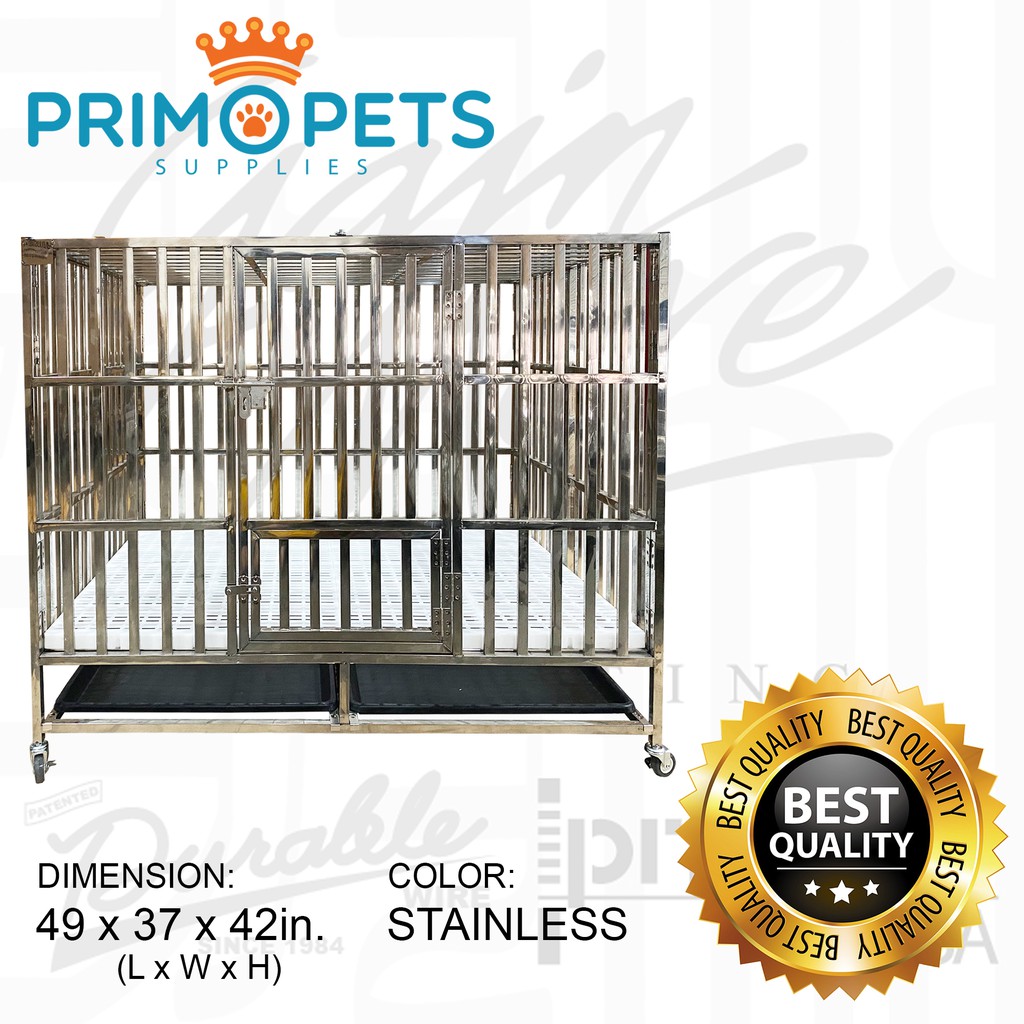 FOLDABLE STAINLESS DOG CAGE LARGE Pet Crib Holding Pen Cat Puppies Cubs ...