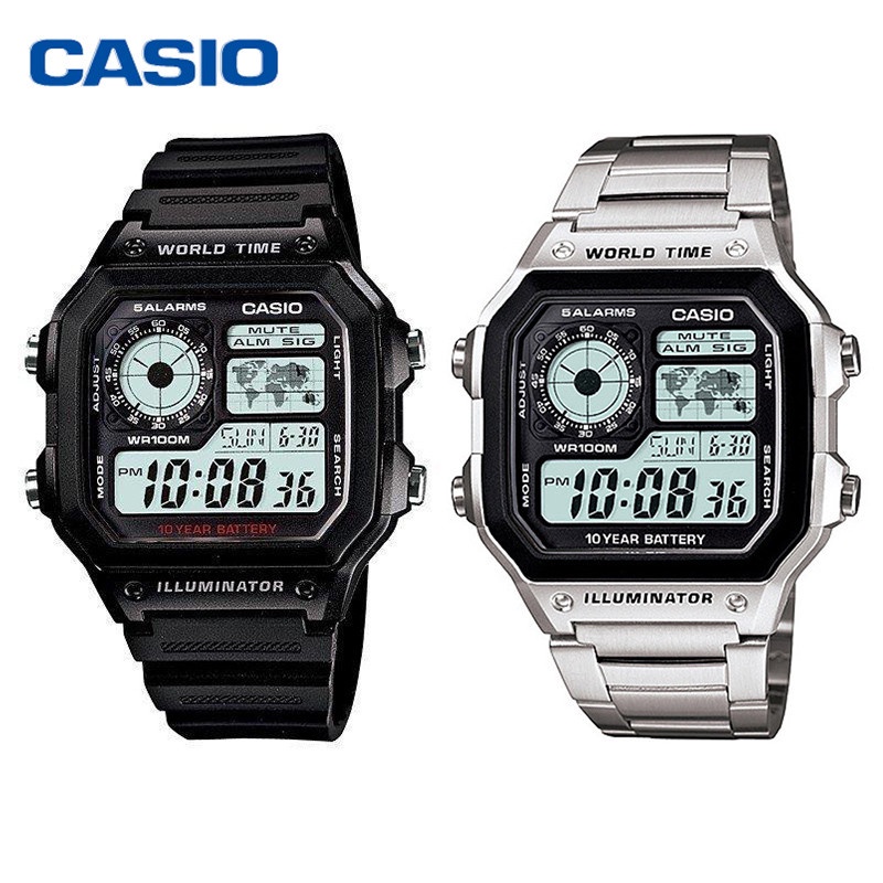 CASIO World Time Watch Men AE 1200WHD 1A CASIO Watch For Men Stainless ...