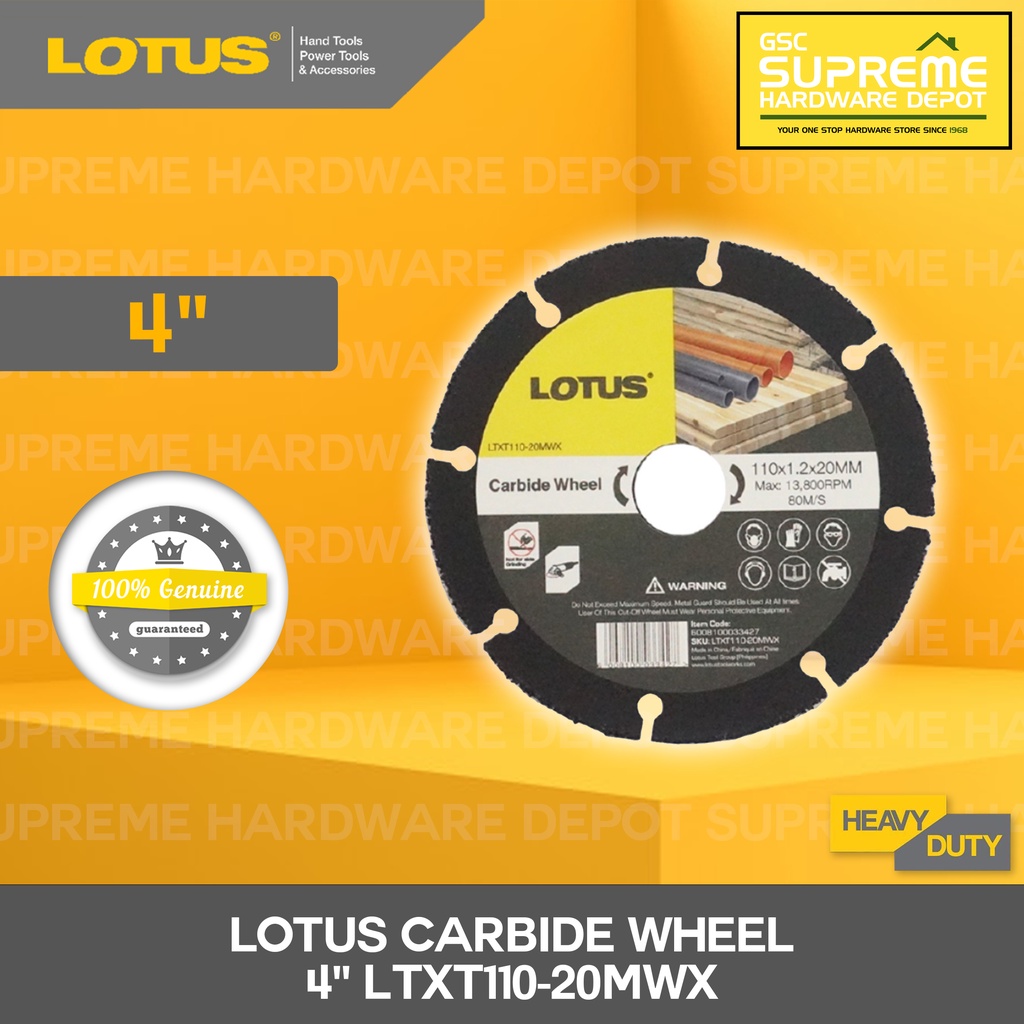 Lotus Carbide Wheel 4" 110mm LTXT110-20MWX | Shopee Philippines
