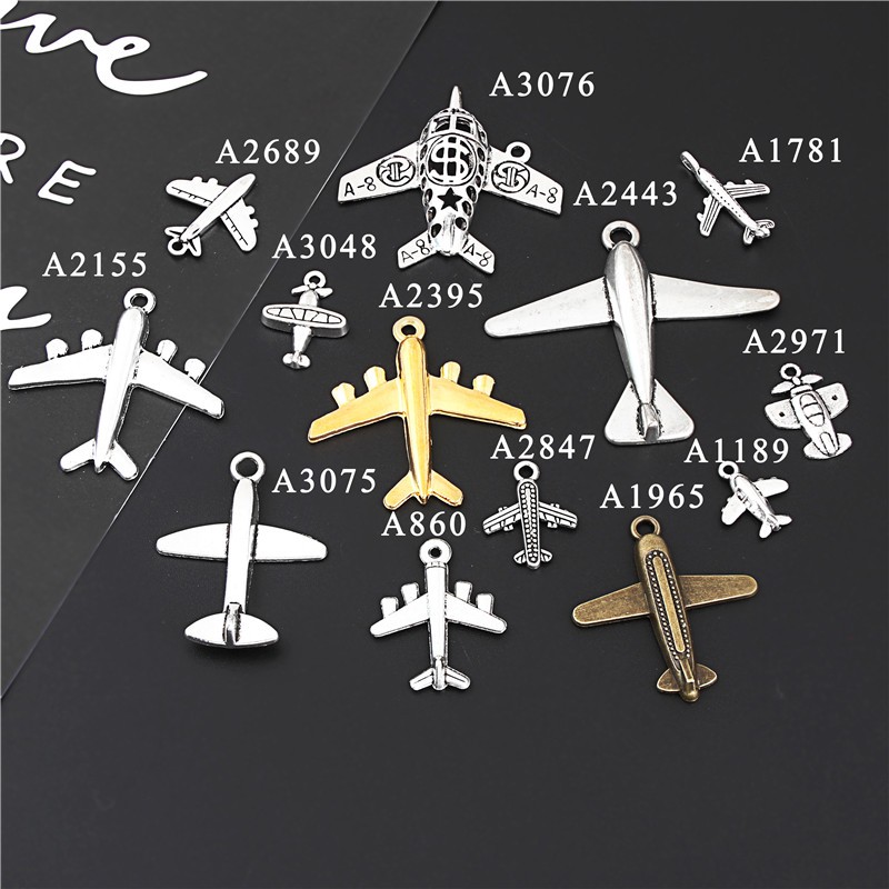 10pc Antique Sliver 3D Lovely Airplane Charms Flying Travel Plane ...