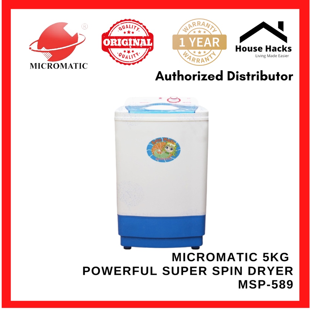 Micromatic MSP-589 5kg Powerful Super Spin Dryer (House Hacks) | Shopee ...