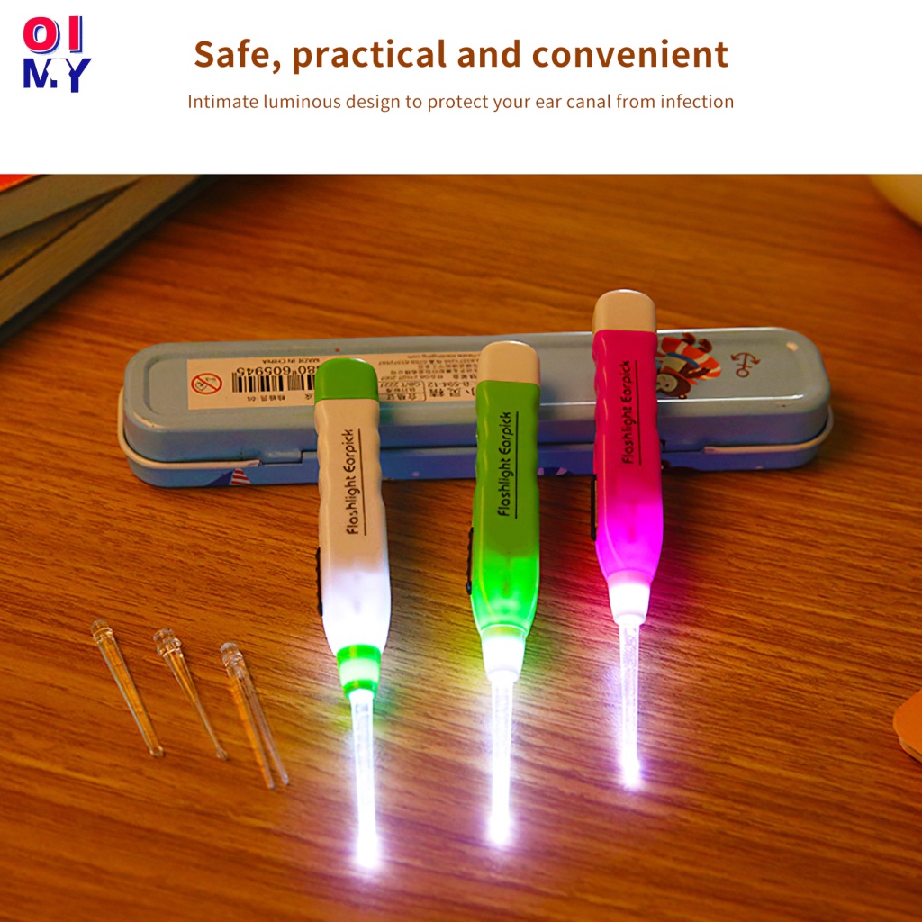 Ear Pick Portable Plastic Ear Spoon with LED Light Detachable Ear Wax ...