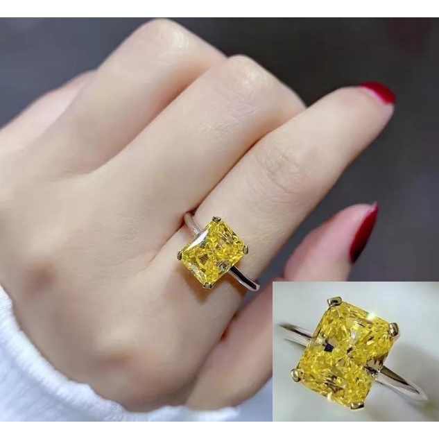 Natural Stone Citrine Platinum Ring Adjustable Ring Non Fading Non Pawnable for women passion ...