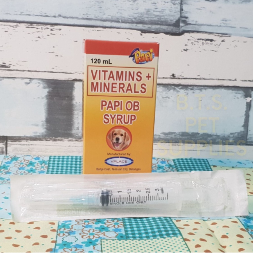 Papi OB Syrup Vitamins and Minerals 120ml for Pets with 1 FREE SYRINGE ...
