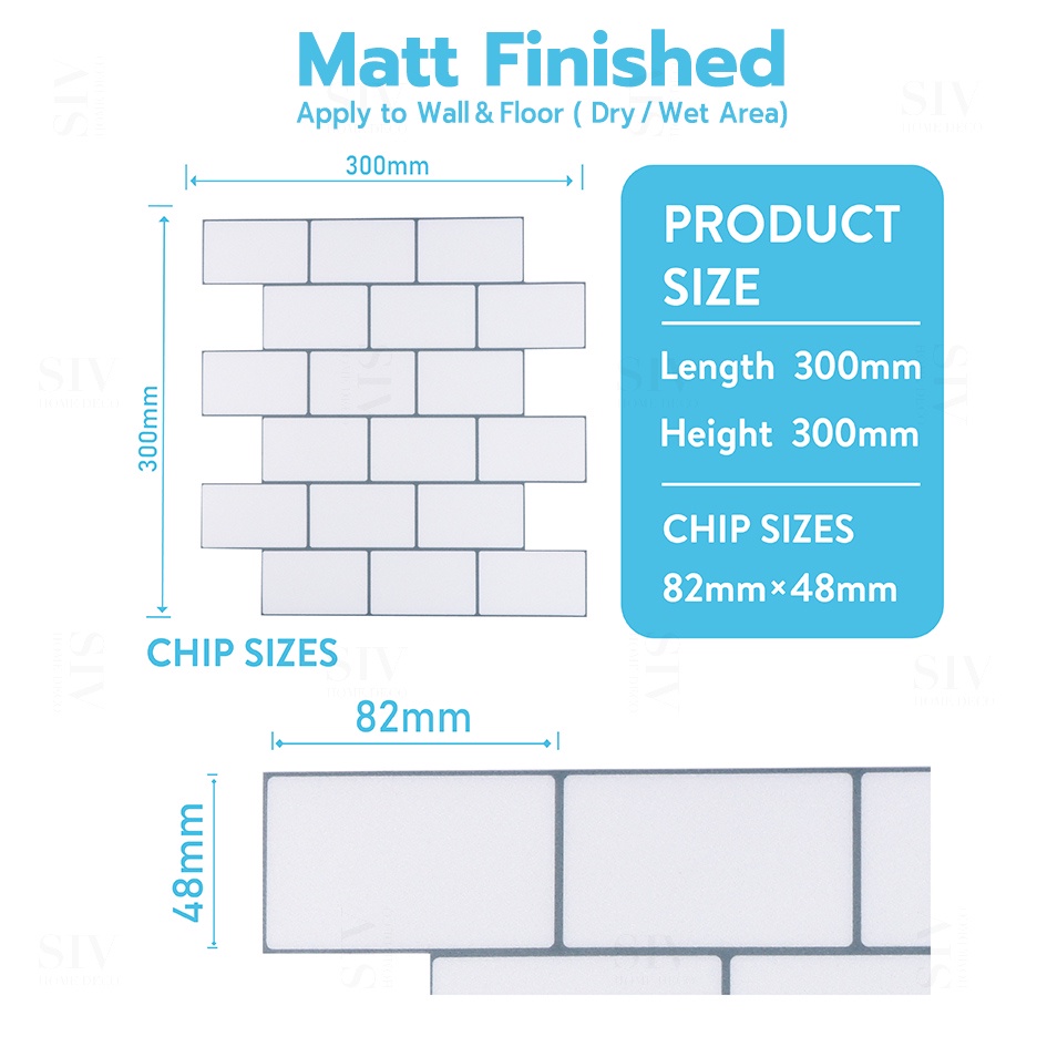 Siv Kitchen Wallpaper 3D Backsplash Subway Tiles Sticker Bathroom Self ...