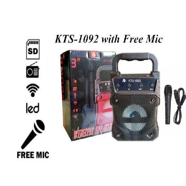 Karaoke Portable Wireless Bluetooth Speaker KTS-1092 With Free Mic ...