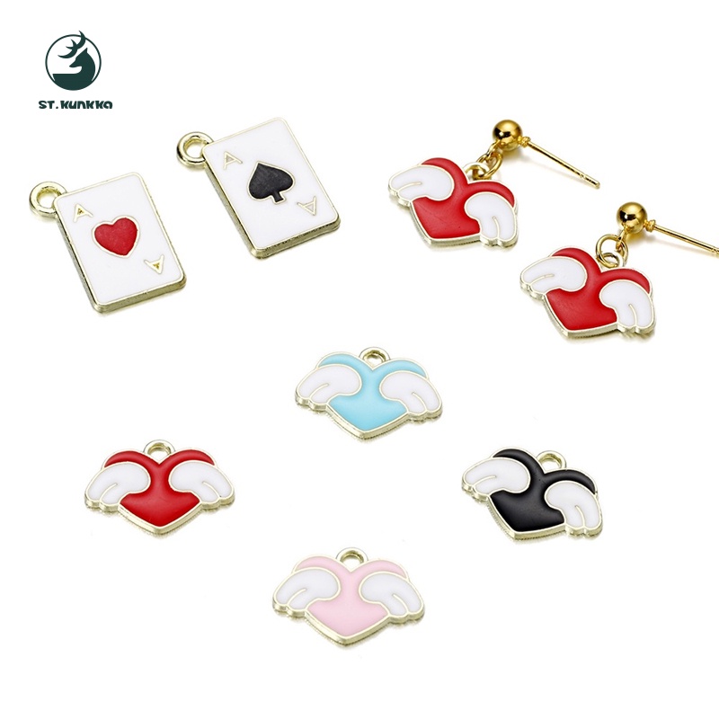 St.kunkka 10pcs Pendant Alloy Wings Playing Cards Pendant DIY For ...