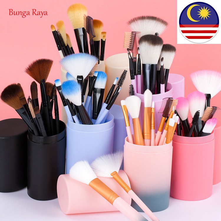 12 Pcs Makeup Brush Set Combination Makeup Tools Full Bucket Eyeshadow ...