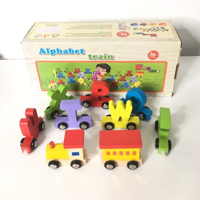 Wooden alphabet train educational toy (N) | Shopee Philippines