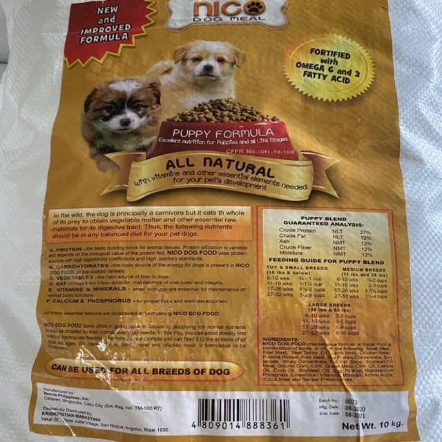Nico Dog Food Puppy Formula freshly packed | Shopee Philippines