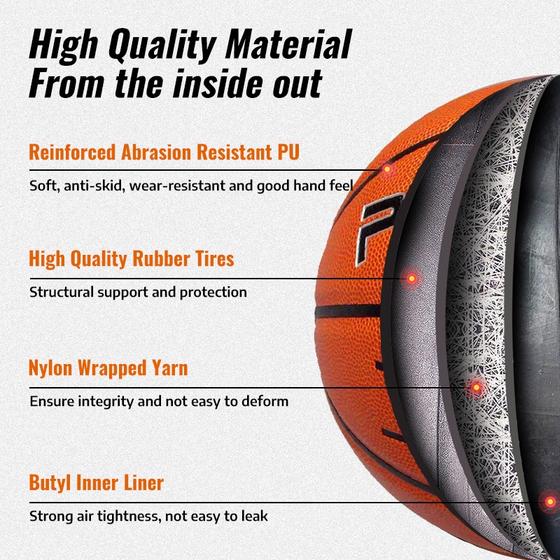 「Psyche」 Original Basketball Ball Size 7 PU Outdoor Indoor (with Free ...