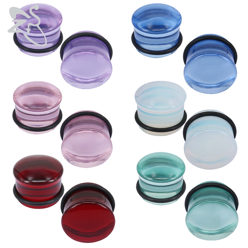 7 Colors Glass Ear Gauges Mushroom Plugs Tunnels Single Flared Lobe ...