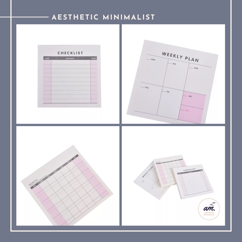 Memo Pad Planner WEEKLY MONTHLY CHECKLIST Stationery Notepad To Do List ...