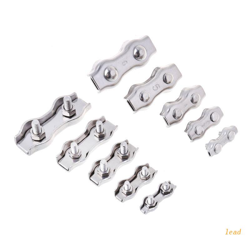 lead 2pcs Stainless Steel Wire Rope Clips Double Grips Cable Clamps For ...