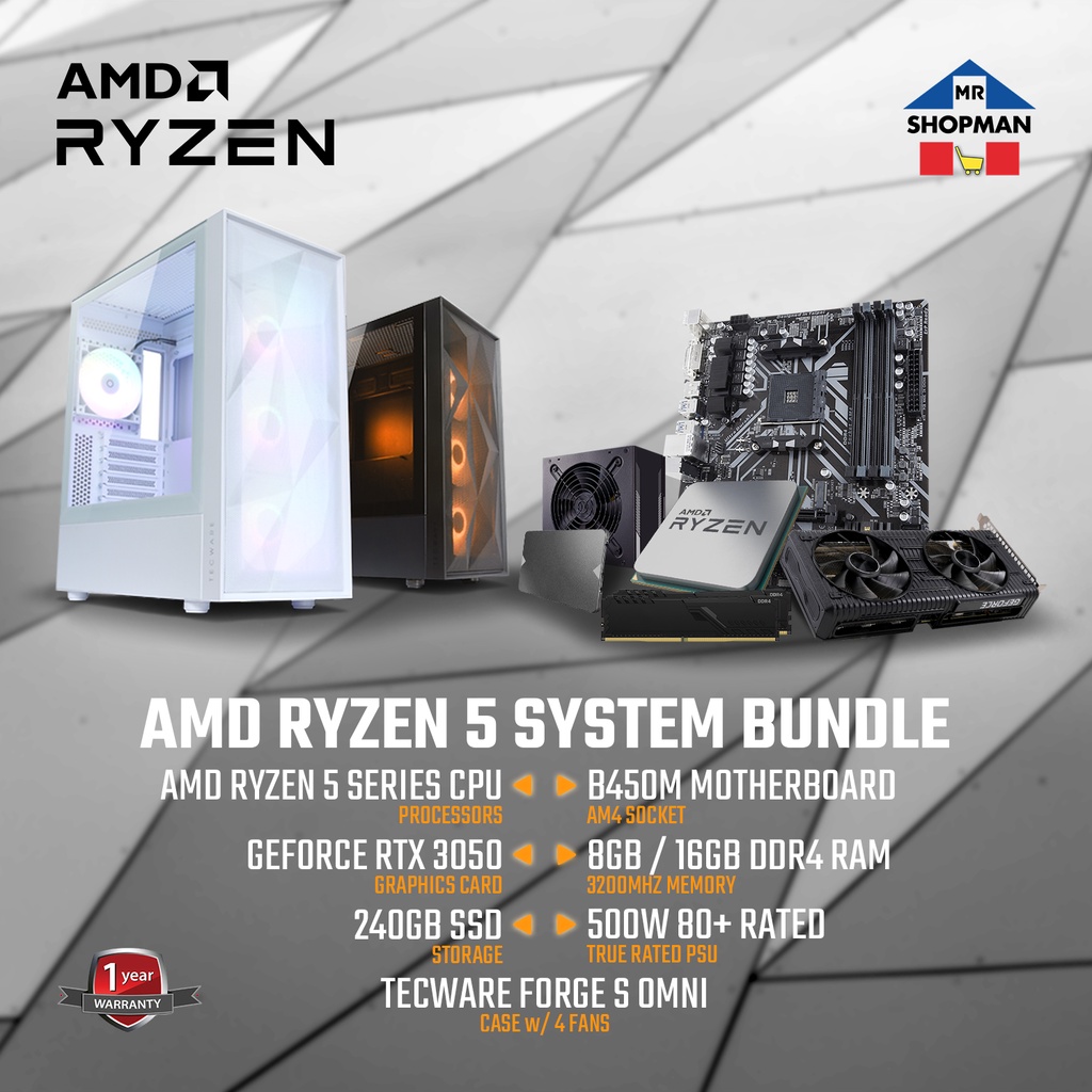 AMD Ryzen 5 5500 / 5600 Processor w/ Geforce RTX 3050 GPU PC Build ...