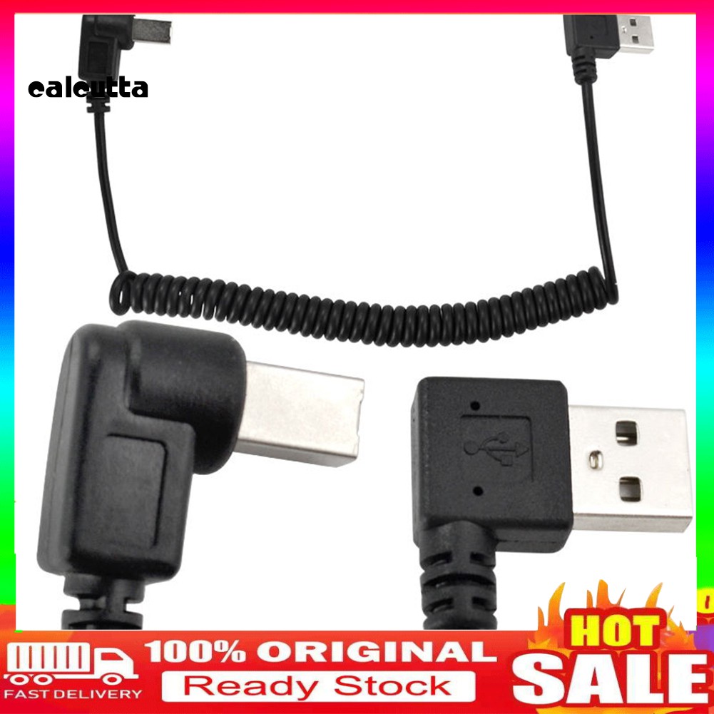 【COD】1.5m/5ft USB 2.0 Type A Male to USB Type B Male Right Angle Coiled ...