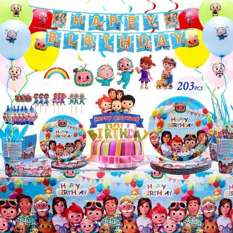 Coco*melon Theme Happy Birthday Party Decorations Balloons Candy Box ...