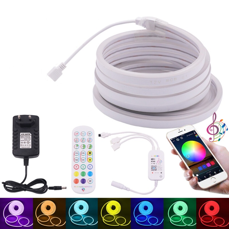 5M 12V Dimmable Flexible Neon RGB Strip LED Strip Light Smart Wi-Fi ...