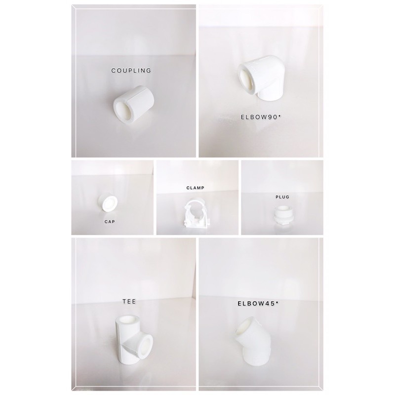 PPR Pipe 1/2" Fittings (Plain) Elbow / Tee/ Coupling/ Cap/ Plug/Reducer/ Clamp/Female/ Male/20 ...