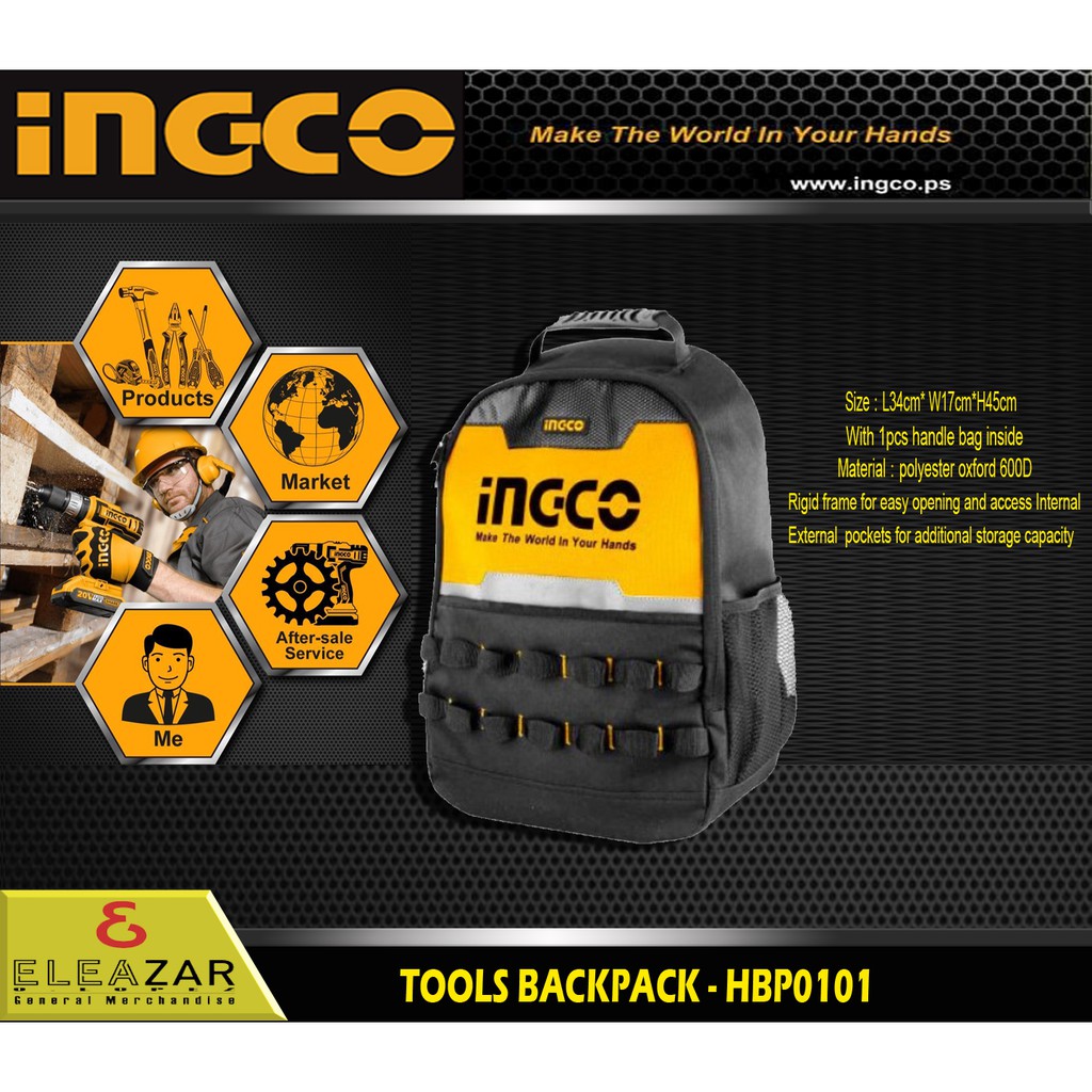 INGCO - Tools Backpack Tool Box Tool Kit HBP01028 | Shopee Philippines
