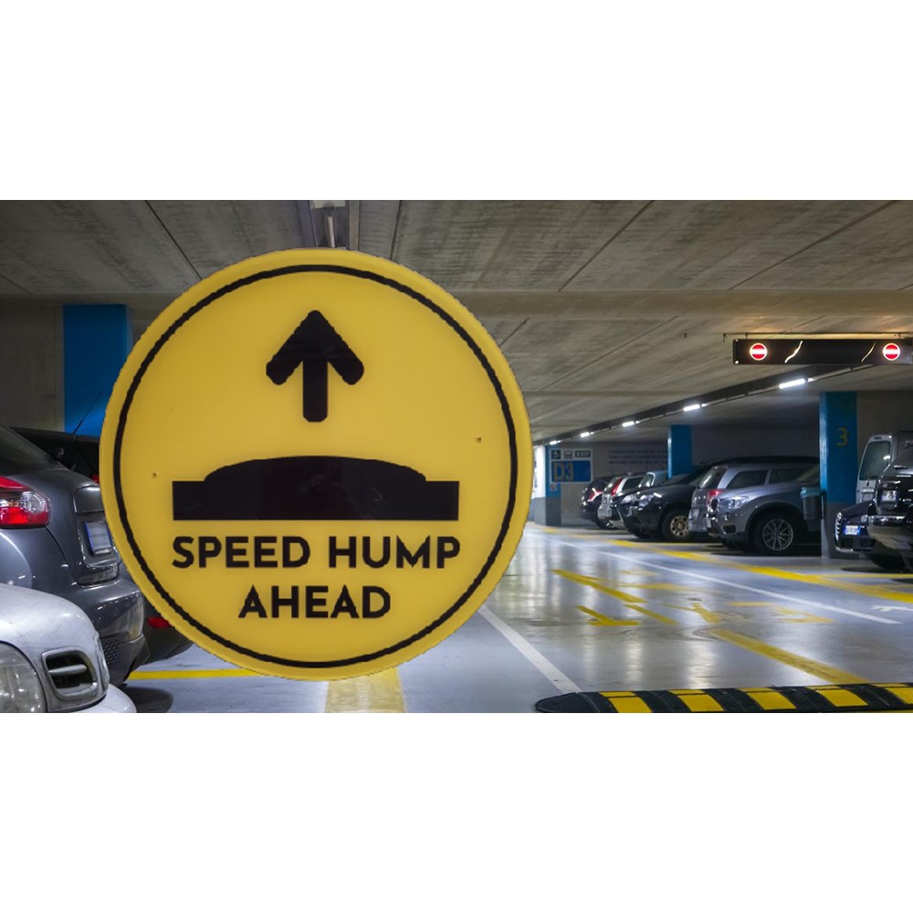 Speed Hump Ahead Warning Sign Board/ Yellow Signage Wall Mounted Come ...
