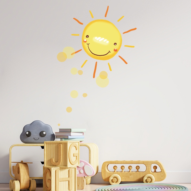 Cartoon Smiling Sun PVC Stickers Children's Room Kindergarten Home ...