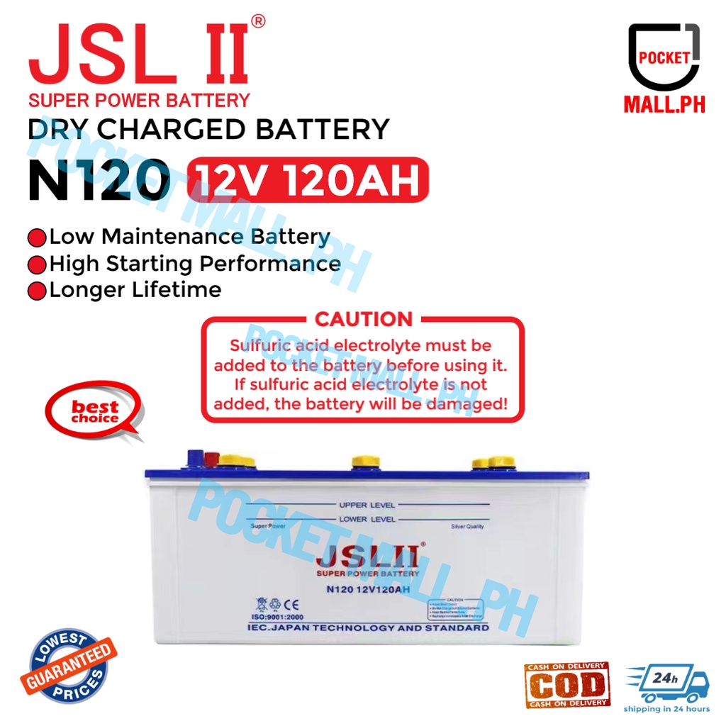 JSL II Brand Dry Charged Battery 12V 120AH Battery N120 Super Power ...