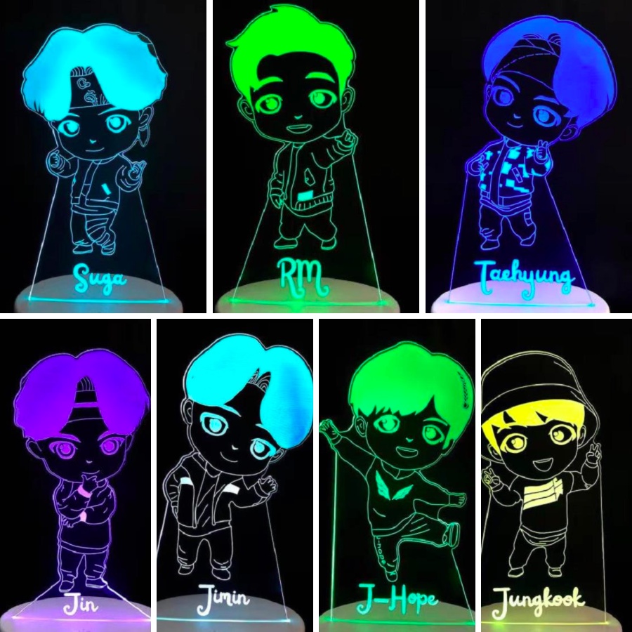 BTS MEMBERS Designs Acrylic 3D Illusion LED Night Lamp | Shopee Philippines