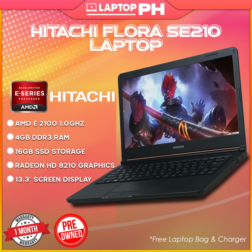 HITACHI FLORA SE210 LAPTOP | AMD E-2100 1.0GHZ, 4GB DDR3 RAM, 16GB SSD ...