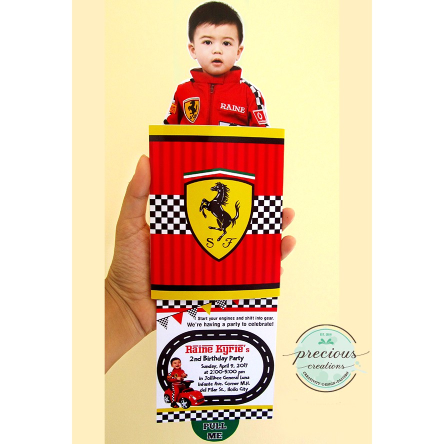 10-50pcs Ferrari / Cars McQueen themed Pull Me Invitation | Shopee ...