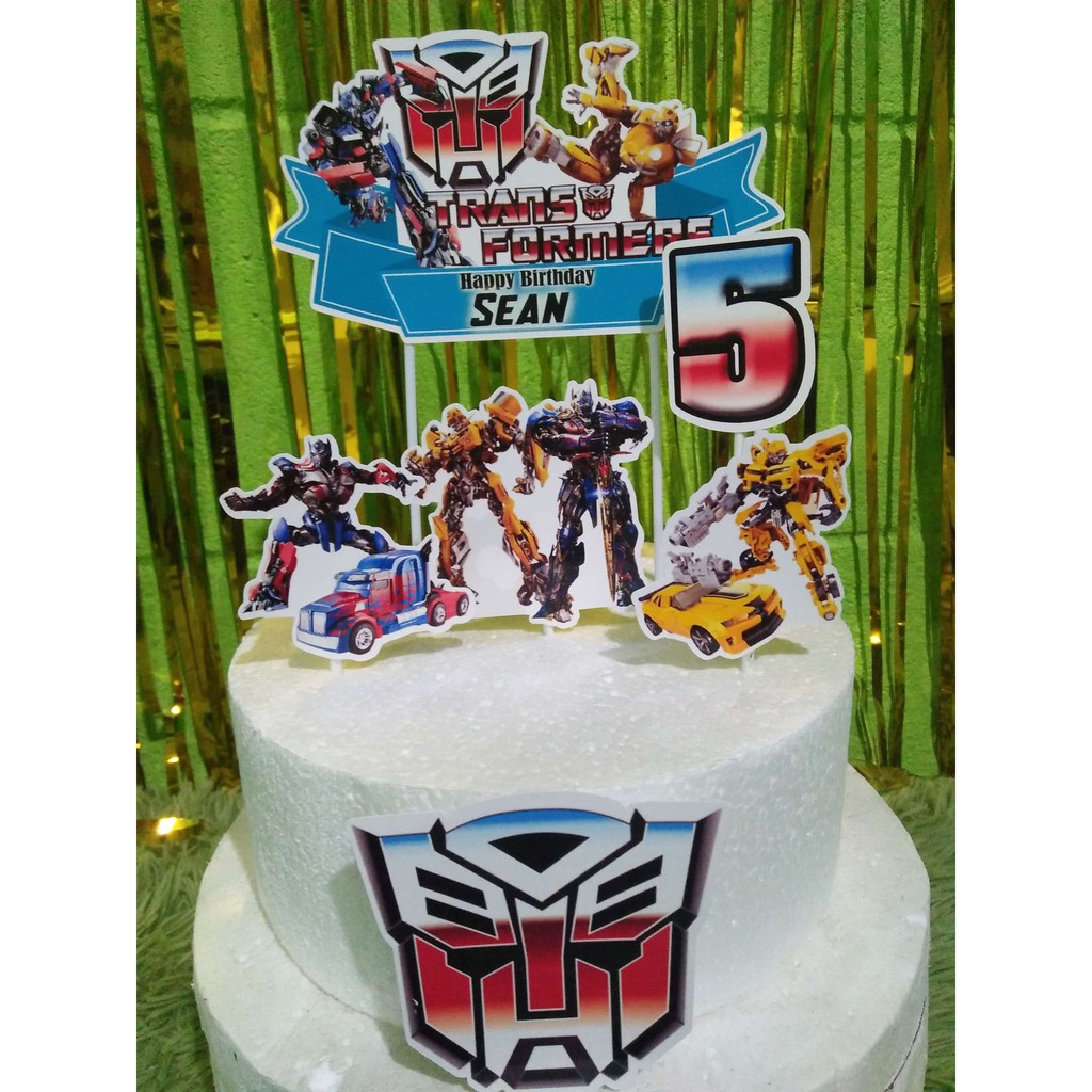 TRANSFORMER THEME (BUMBLEBEE & OPTIMUS PRIME) CAKE TOPPER | Shopee ...