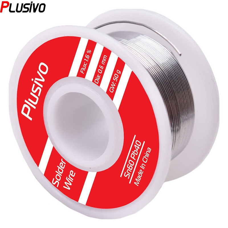 Plusivo Solder Wire Sn60Pb40 Solder, 0.6mm diameter, 1.6% Flux, 50g ...