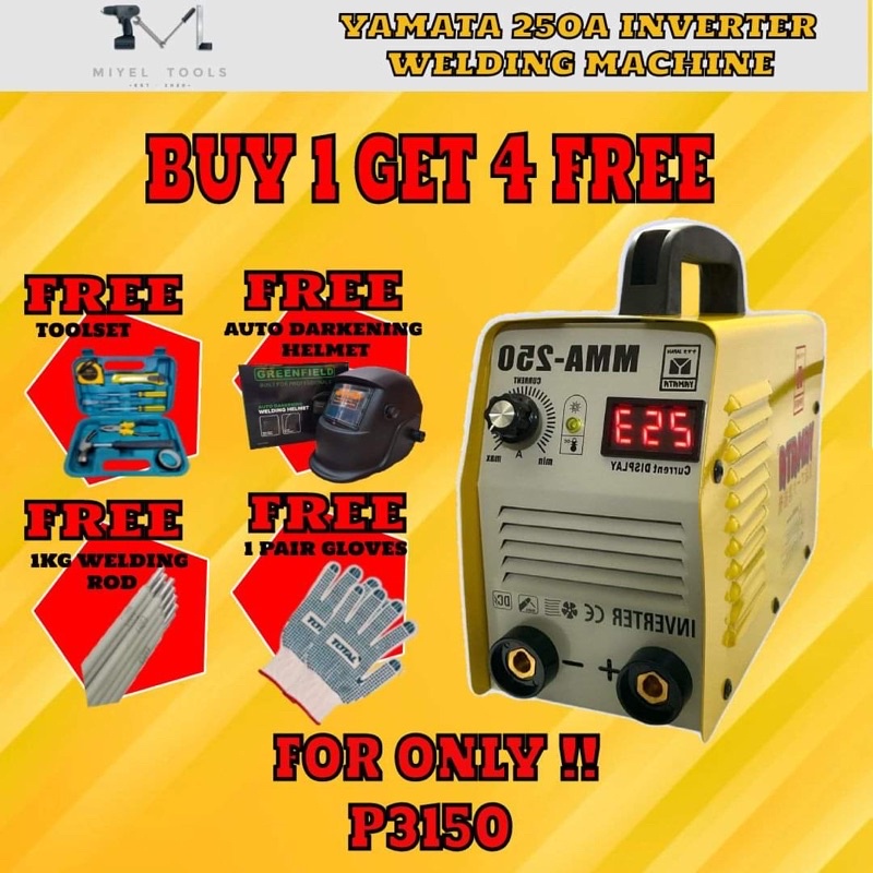 Yamata 250amps Inverter Welding Machine with free Helmet, Toolset ...