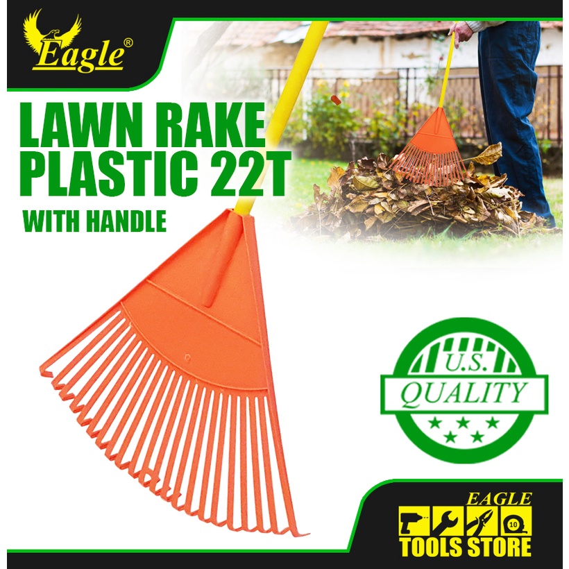Lawn Rake Plastic 22T With Handle Eagle Professional Tools | Shopee ...