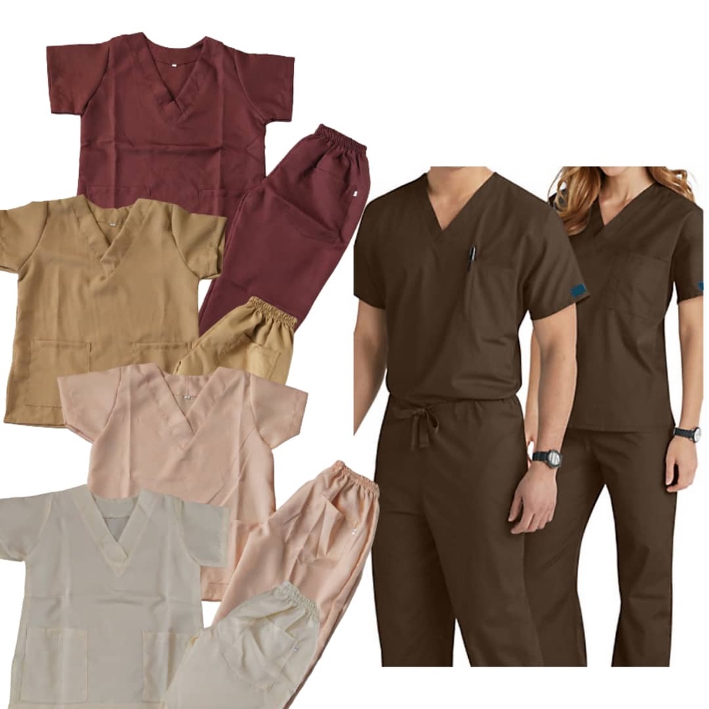 1SS/Liimoca' QUALITY SCRUBSUIT //brown (wash&wear) | Shopee Philippines