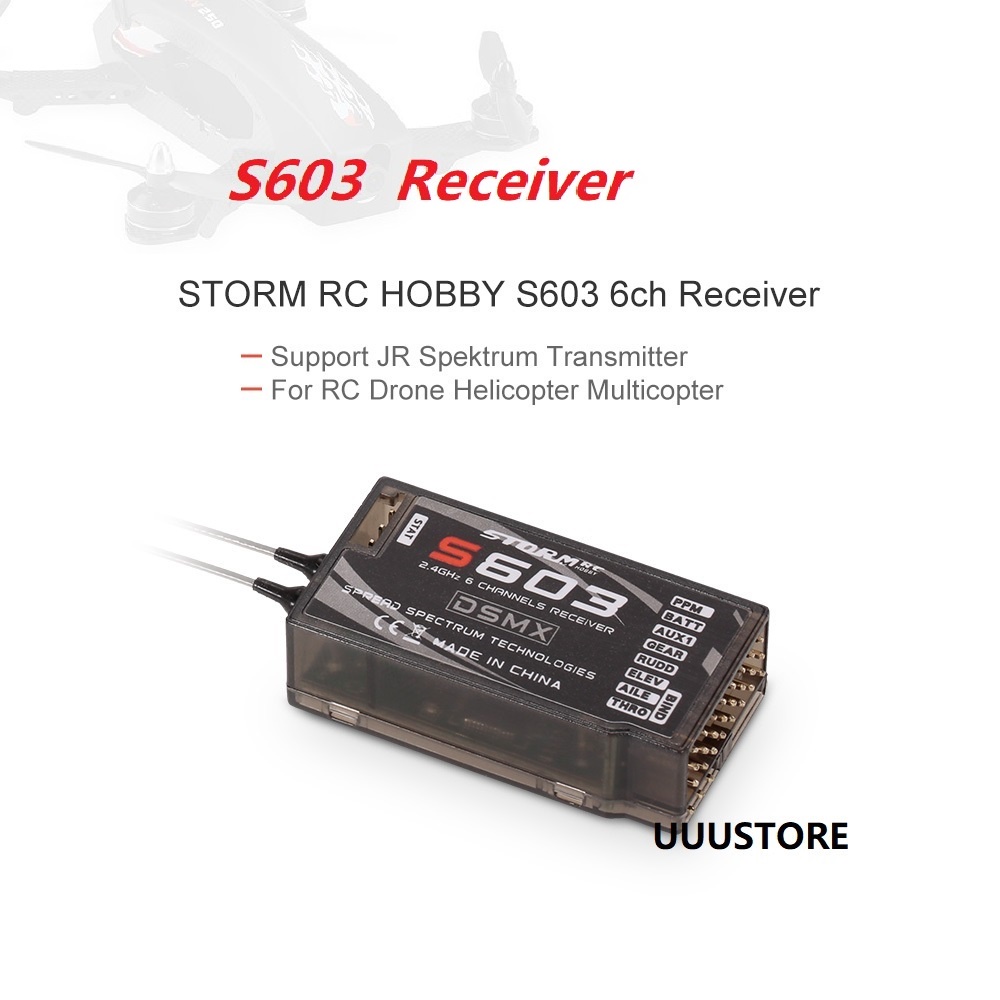 S603 2.4G 6CH RC Receiver Supported JR JR12X Spektrum DSM-X DSM2 DX8 ...