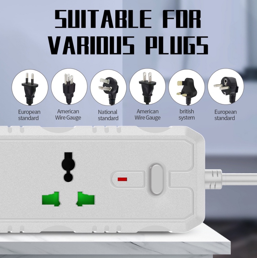Tb-T26 3.1A 3000w Universal Power Socket Extension 4 Ac Sockets, 2 Usb ...