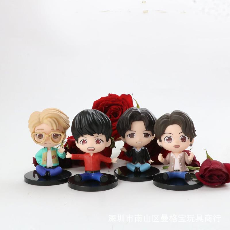 7pcs/set KPOP BTS TinyTAN OFFICIAL Same Figure MIC DROP PVC Doll Sitting Position ornament ...