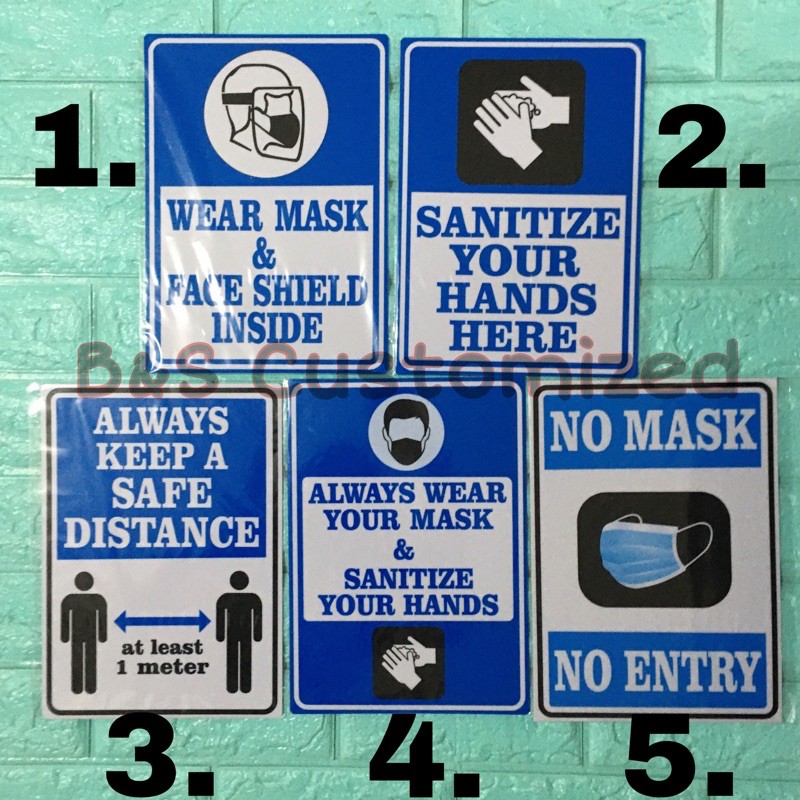 PVC Health Protocol Signages - COVID (No Mask No Entry / Social ...