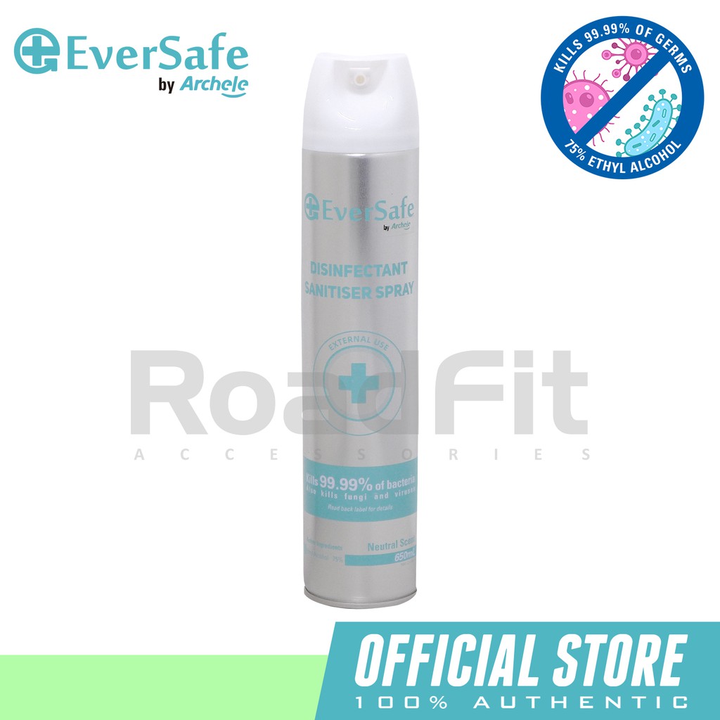 Eversafe by Archele Disinfectant Sanitizer Spray,75% Ethyl Alcohol,650ml Spray Can ESD-8007 ...