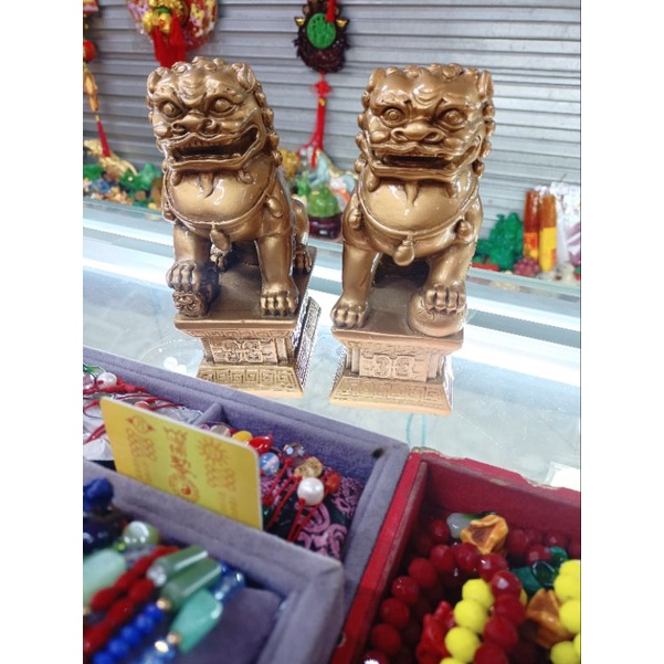 fengshui gold fu dog pair (2pcs) display home | Shopee Philippines