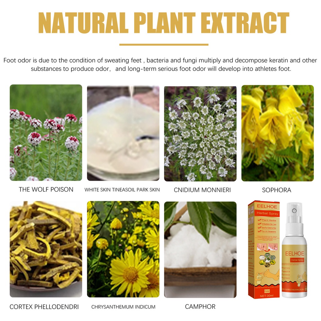 EELHOE Fungal Combat Feet Spray Relieve Itching Blisters Beriberi ...